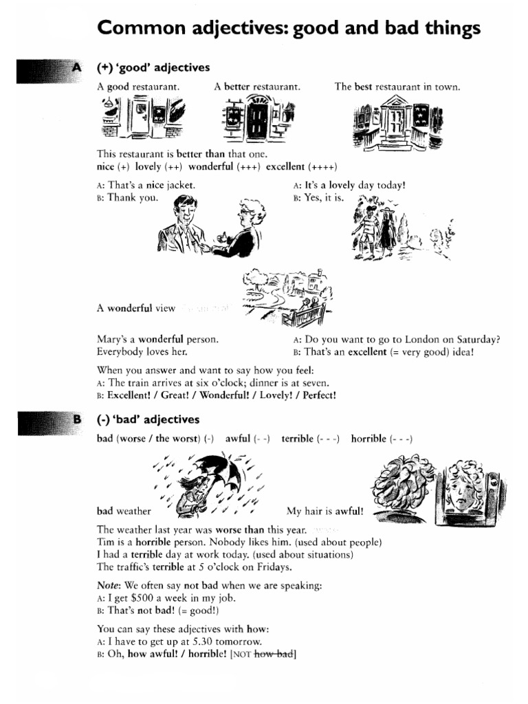 Adjectives - Good and Bad | PDF