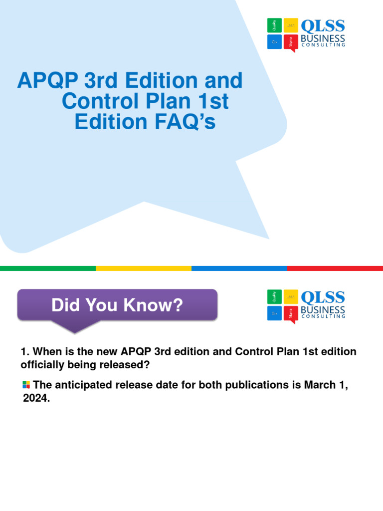 APQP 3rd Edition and Control Plan 1st Edition FAQs | Download Free PDF ...