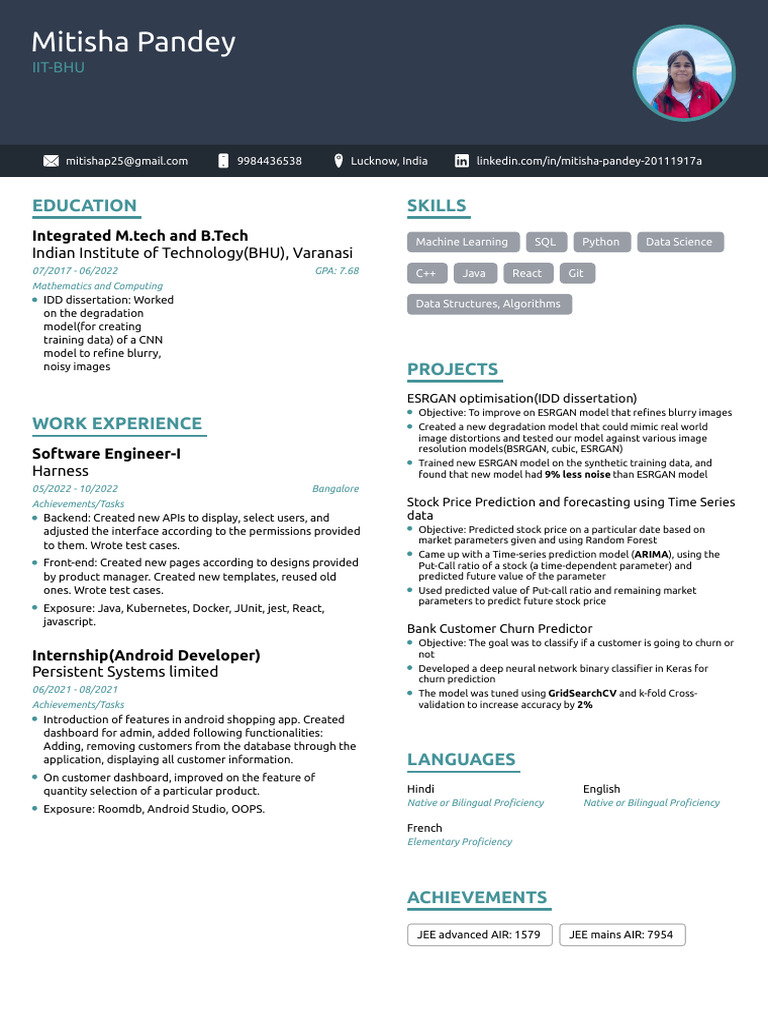 Mitisha Pandey Resume | PDF | Android (Operating System) | Application Software