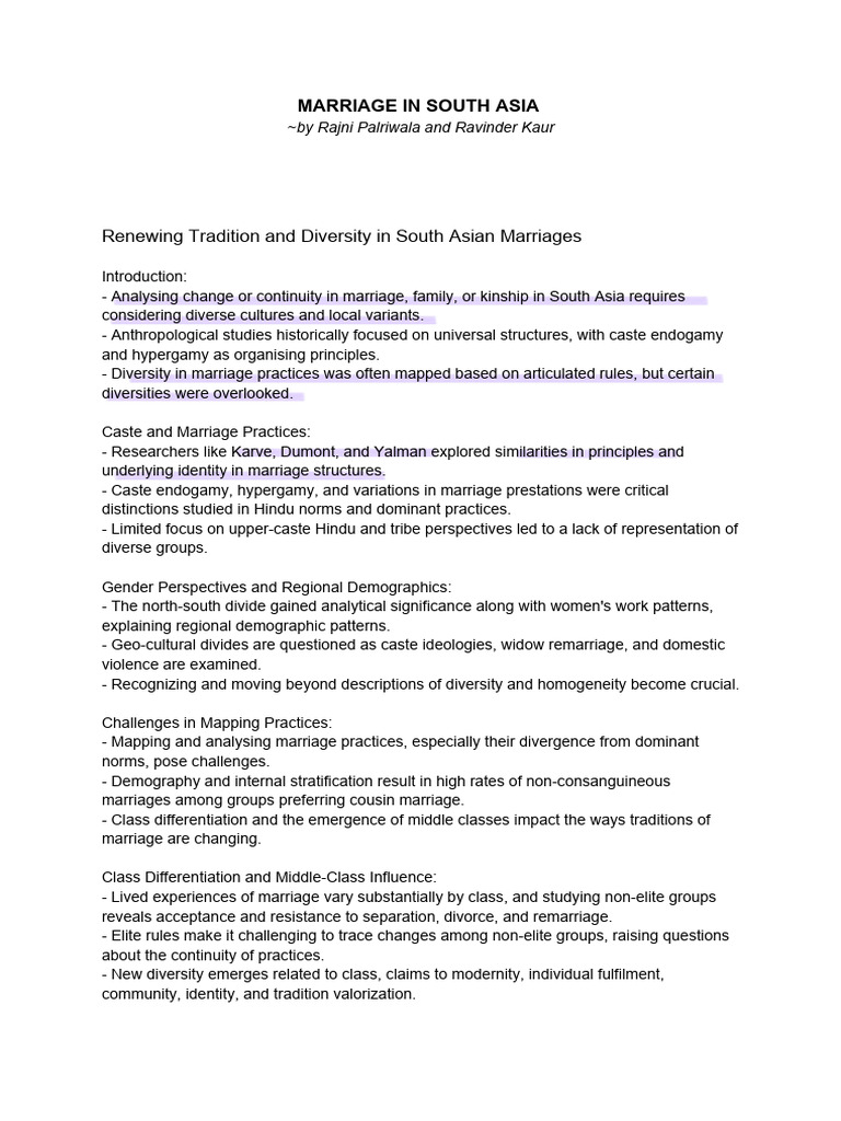 South Asian Marriage: Tradition & Change | PDF | Marriage | Family