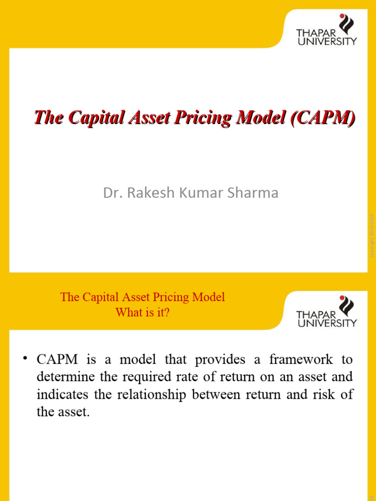Lecture 14-15 CAPM | PDF | Capital Asset Pricing Model | Beta (Finance)