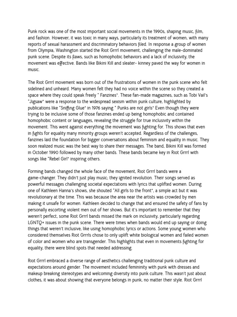 Punk Rock Pdf Gender Equality Gender Studies