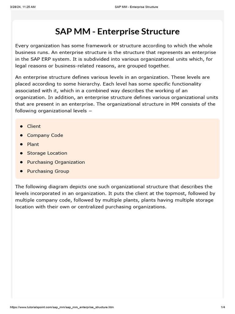 SAP MM - Enterprise Structure | PDF | Procurement | Computing