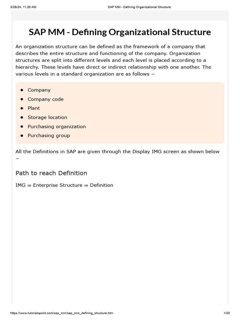 SAP MM - Defining Organizational Structure | PDF | Icon (Computing ...