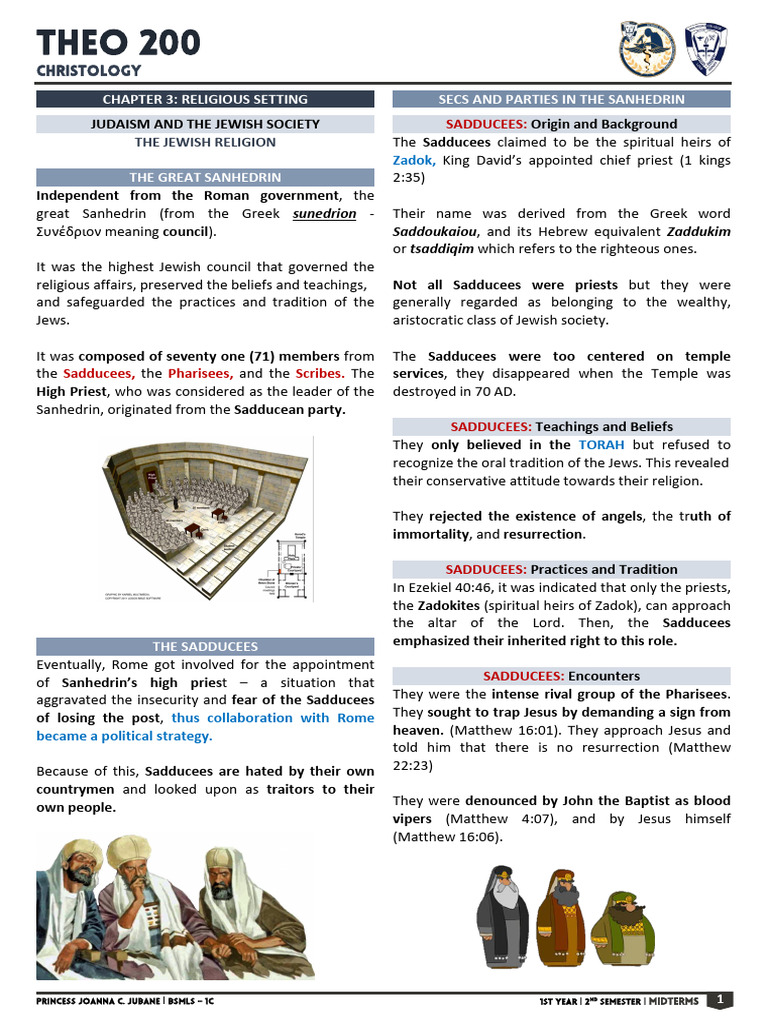 Theo 200 Christology Chapter 3 | PDF | Pharisees | Second Temple