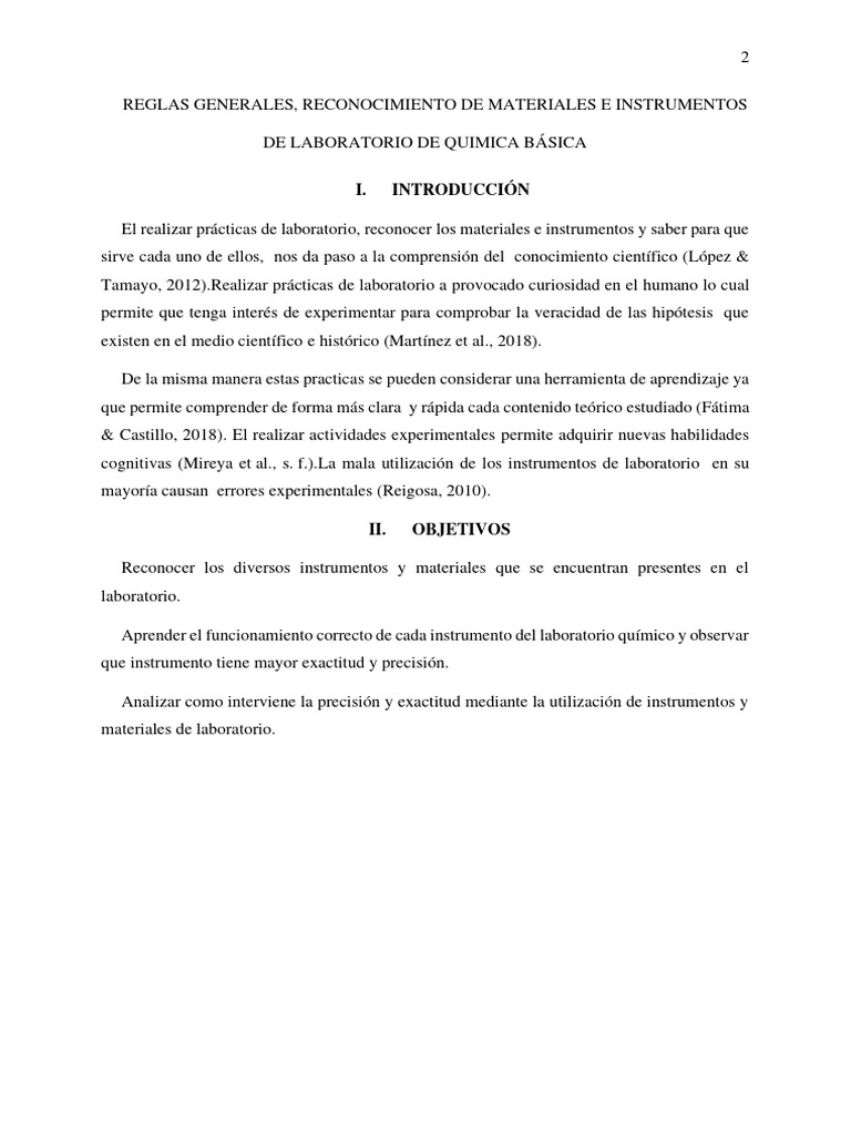 Reglas Generales, Reconocimiento de Materiales e Instrumentos de ...