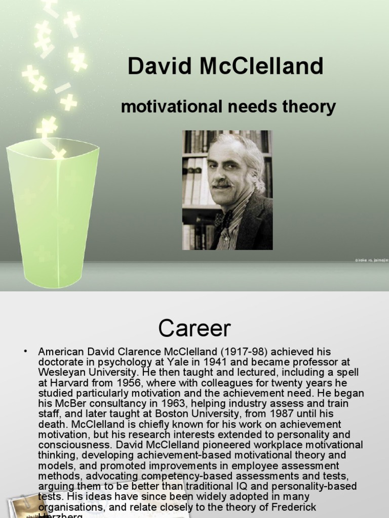 David McClelland | PDF | Motivation | Motivational