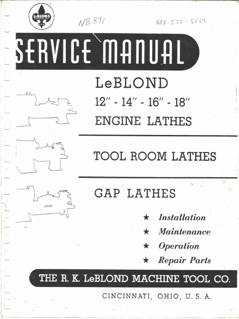 Service Manual Engine Lathes 1947 | PDF