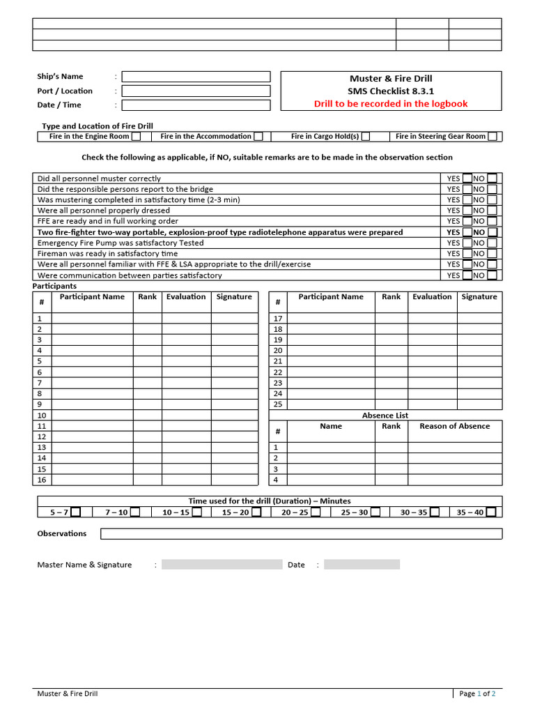 Muster and Fire Drill | PDF | Emergency | Emergency Evacuation
