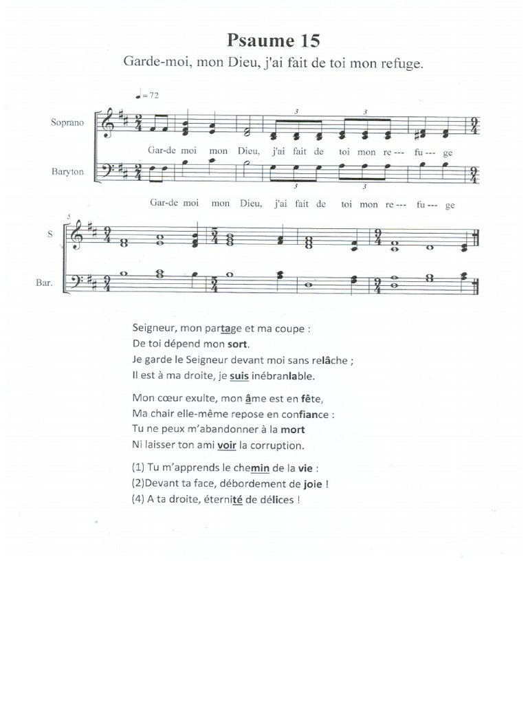 Psaume 15 Garde-Moi Mon Dieu Jai Fait de Toi Mon Refuge | PDF