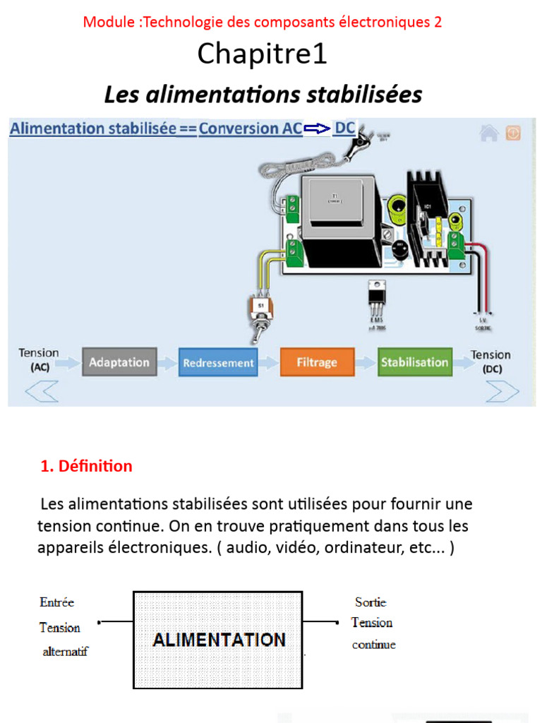 Chapitre1 - Les Alimentations Stabilisées | PDF | Redresseur | Transformateur électrique