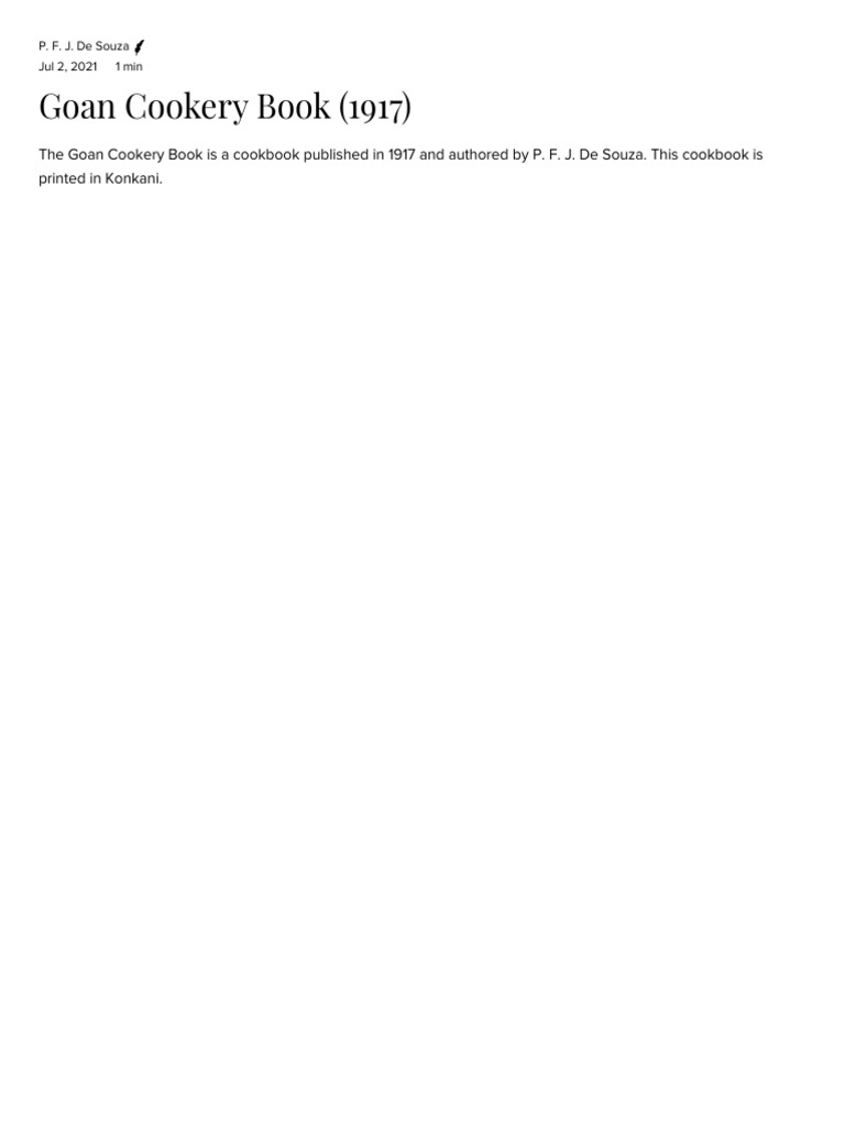 Goan Cookery Book (1917) | PDF | Cooking, Food & Wine