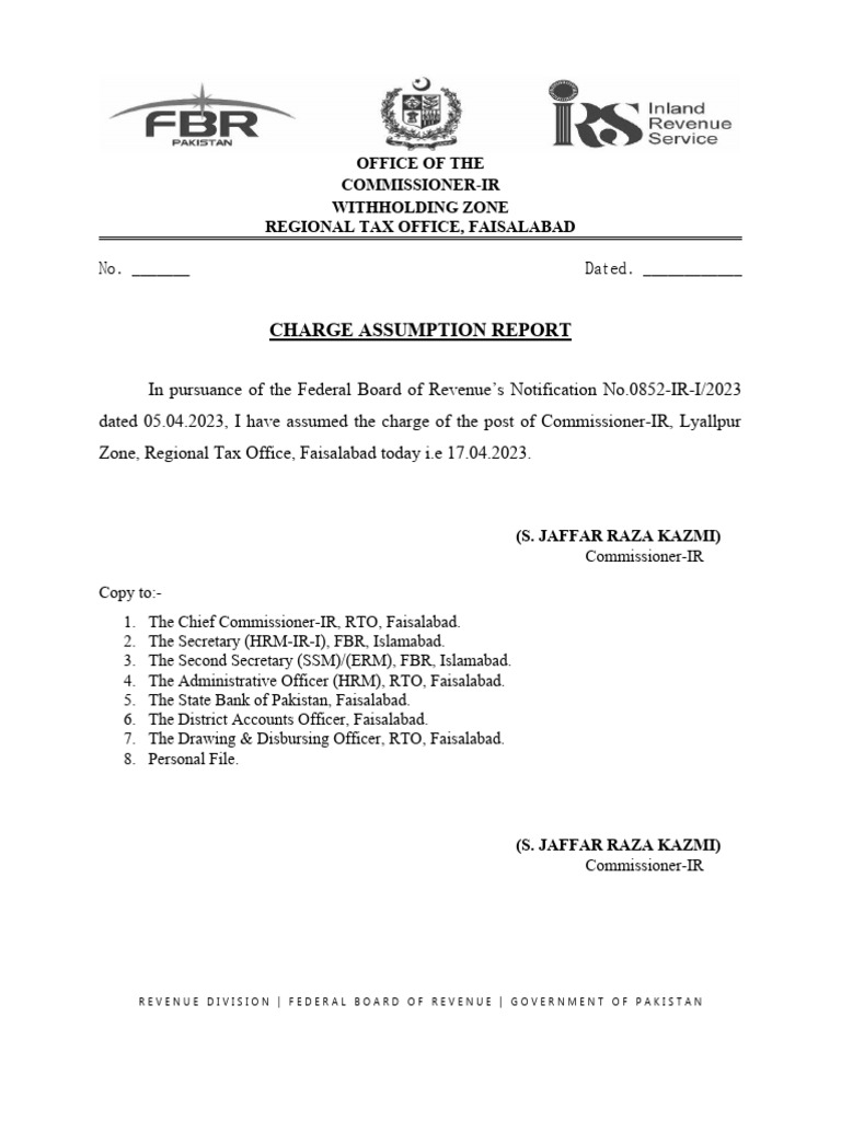 Charge Assumption Relinquishment Officers | PDF | Taxes | Taxation