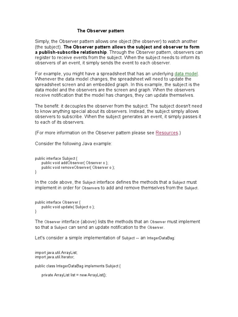 Observer | PDF | Systems Engineering | Object Oriented Programming