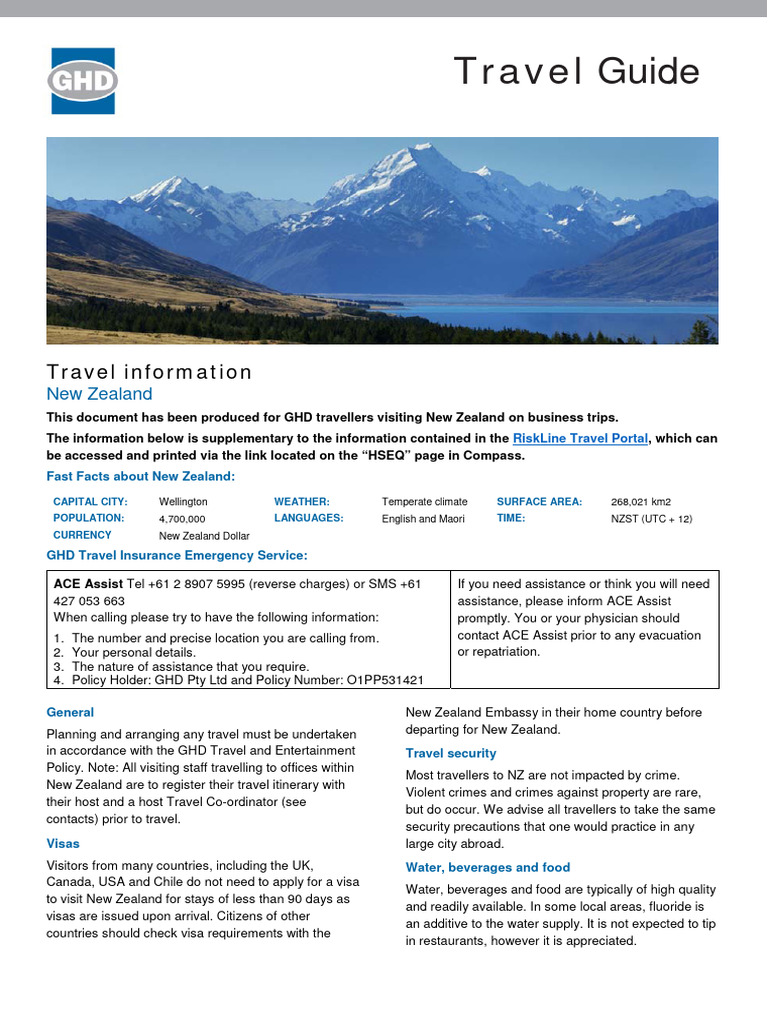 GHD NZ Travel Guide | PDF | Natural Disasters | Travel Visa