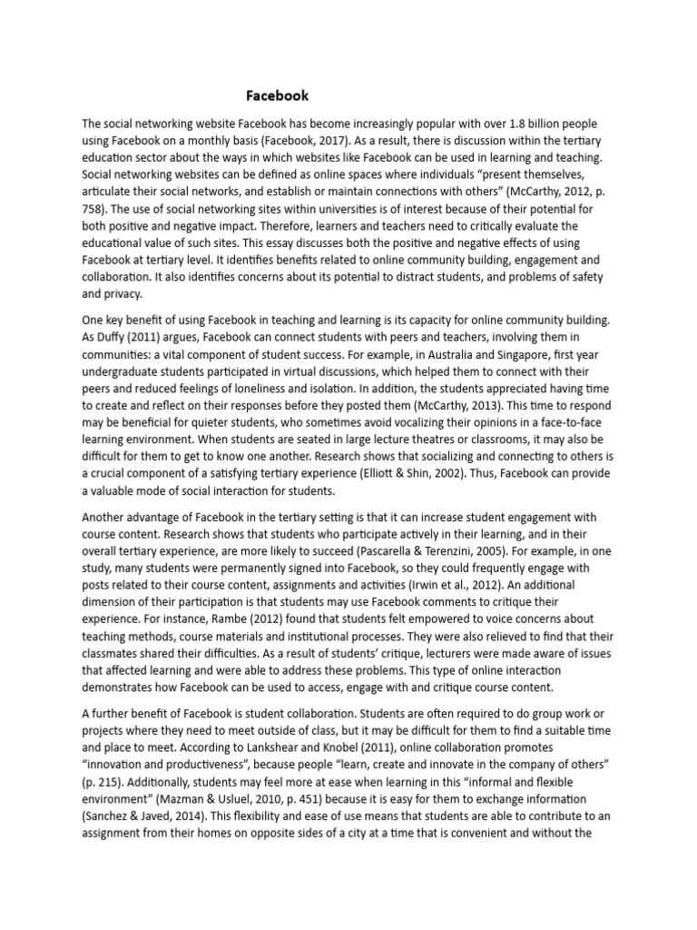 Essay Writting Example | PDF | Social Networking Service | Learning