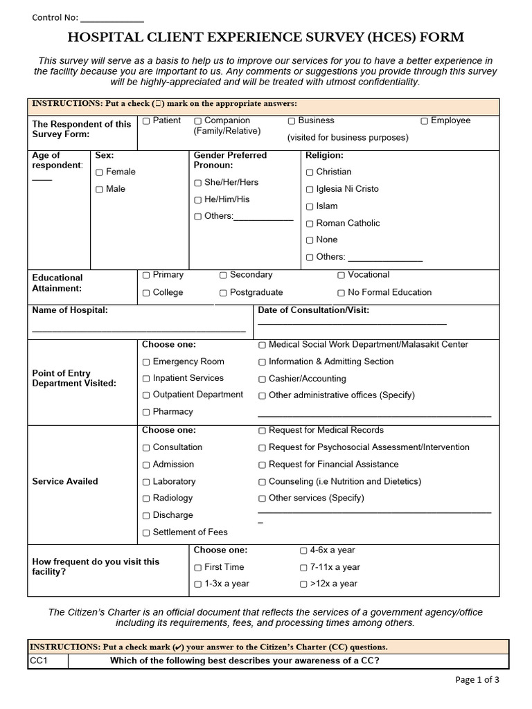 Hospital Client Experience Survey | PDF | Patient | Hospital