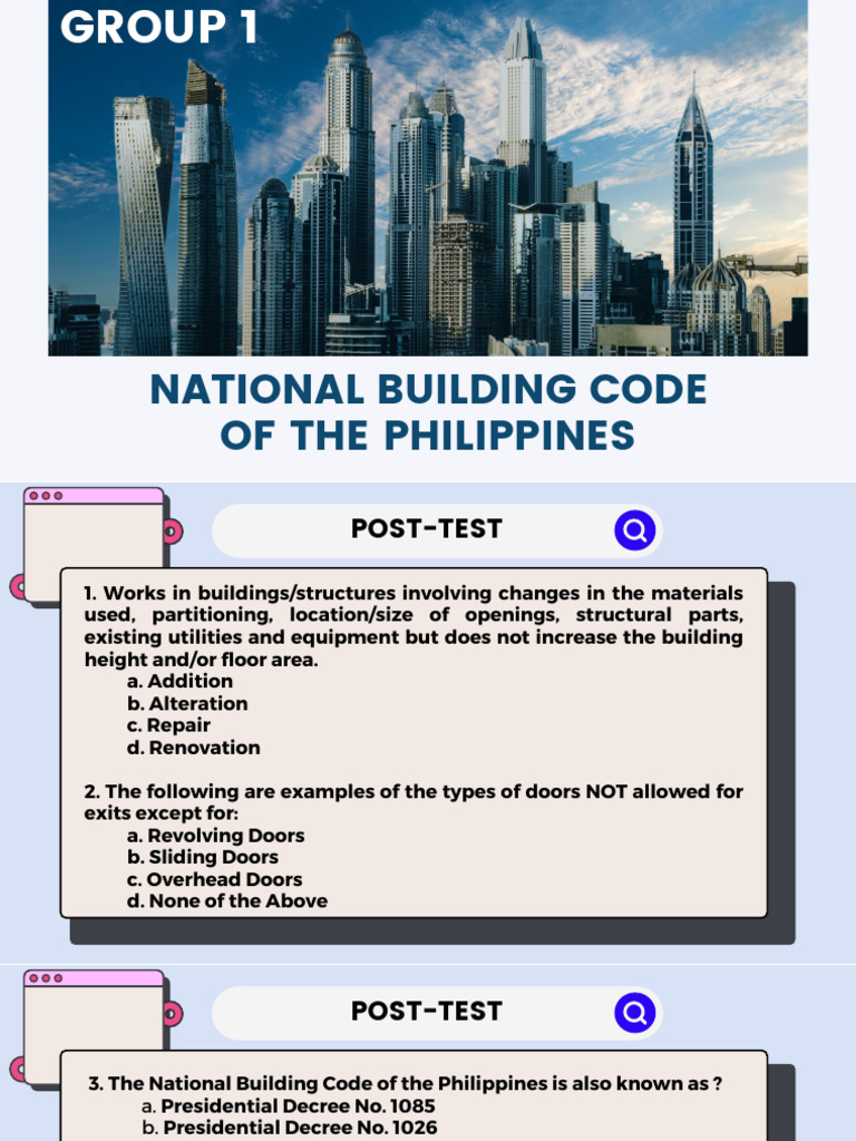NBC Post Test | PDF | Building Code | Building Technology