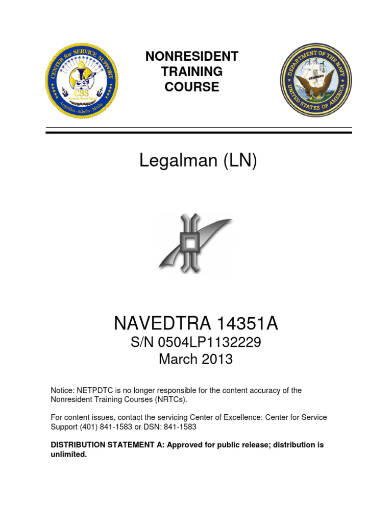 NAVEDTRA 14351A Legalman (LN) | PDF | Judge Advocate General's Corps ...