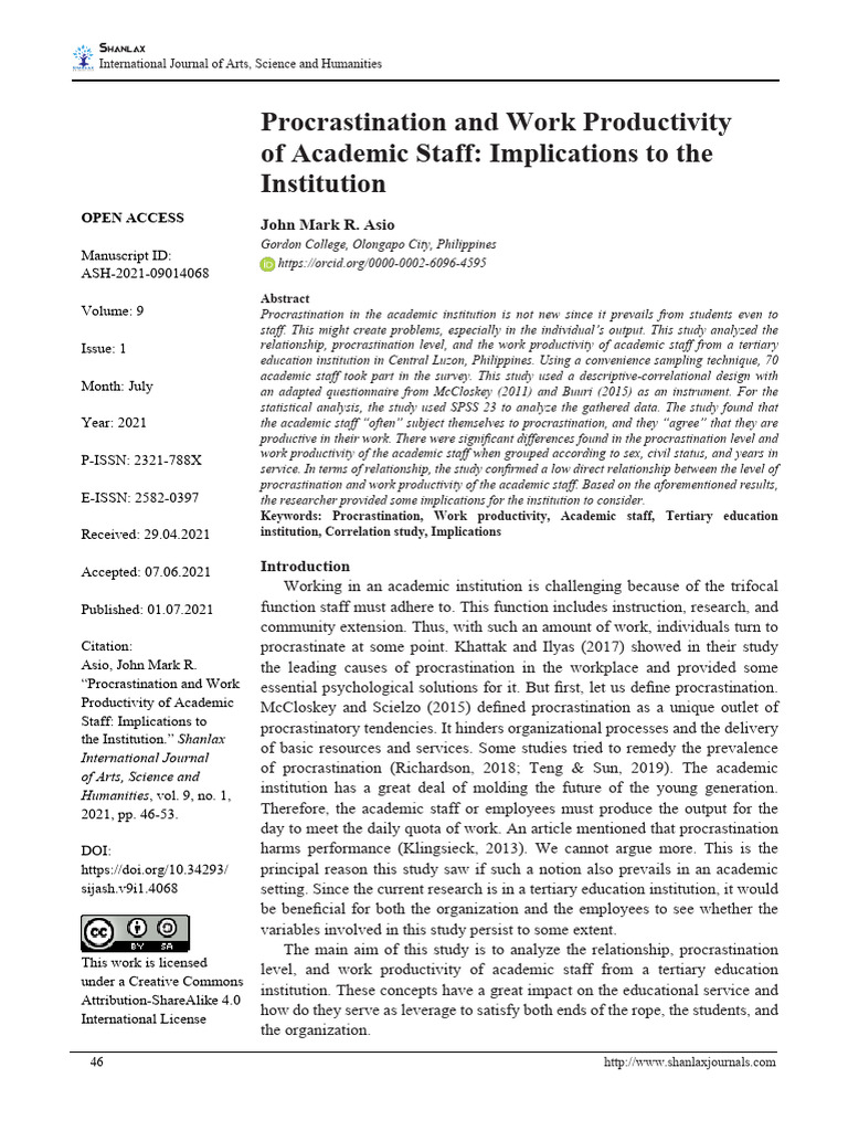 Research Paper | PDF | Procrastination | Professional Skills