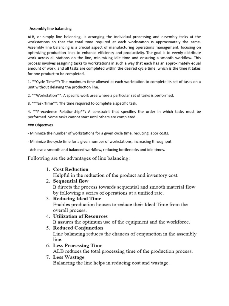 Assembly Line Balancing | PDF | Operations Management | Economies