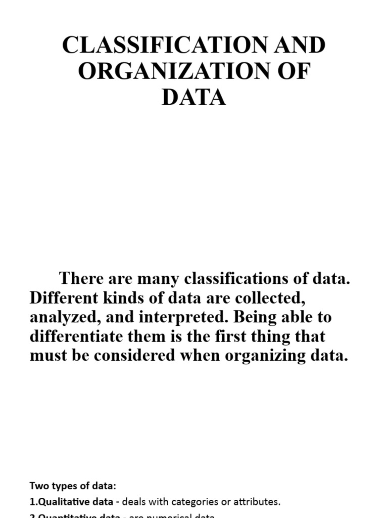 Classification and Organization of Data | PDF | Level Of Measurement | Data