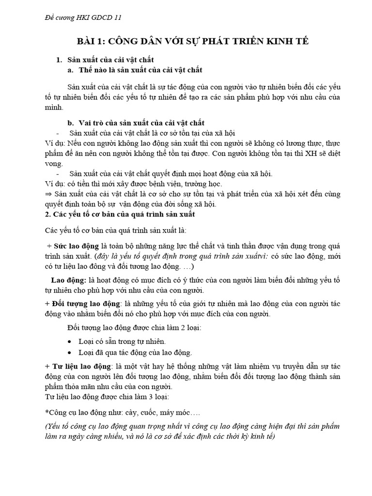 GDCD Ôn Thi HK1 | PDF