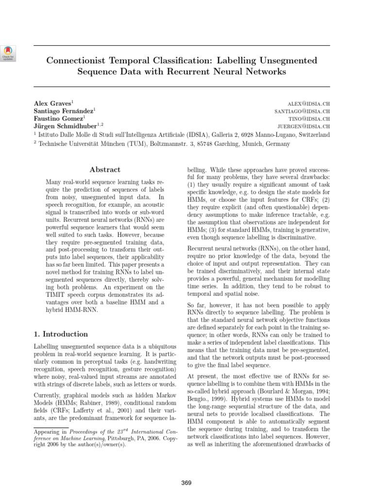 Connectionist Temporal Classification: Labelling Unsegmented Sequence Data With Recurrent Neural ...