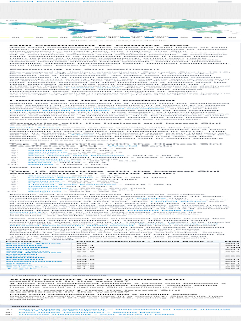 Gini Coefficient by Country 2023 | PDF | Gini Coefficient | Income ...