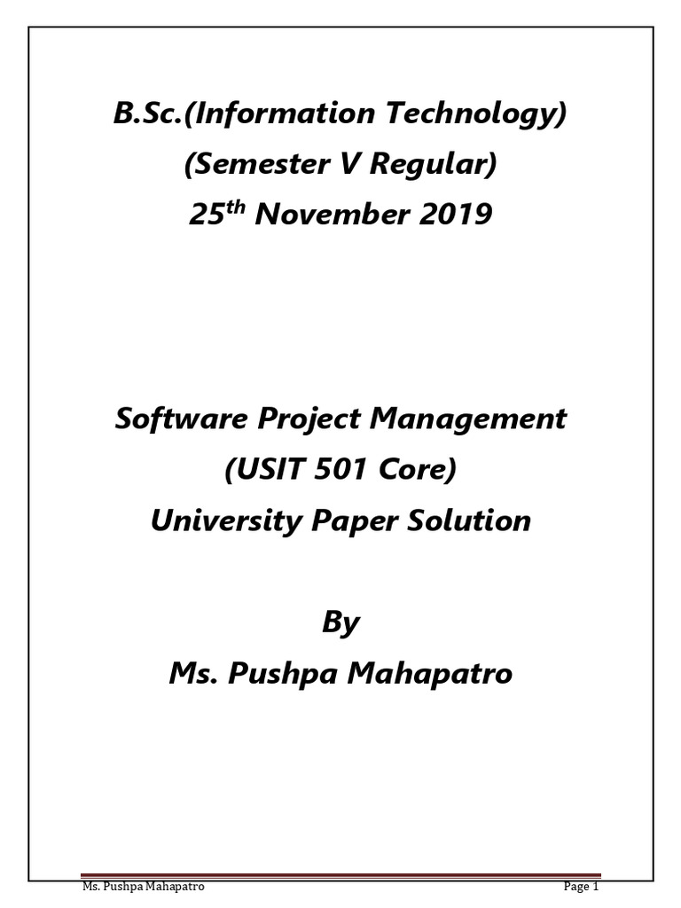 TYBScIT SPM Solution Sem 5 Pushpa 25-11-19 | PDF | Agile Software Development | Scrum (Software ...