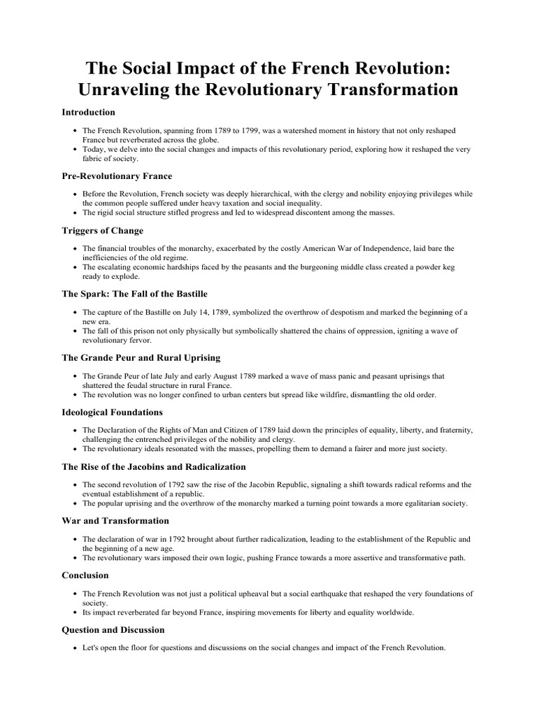 The Social Impact of The French Revolution - Unraveling The ...