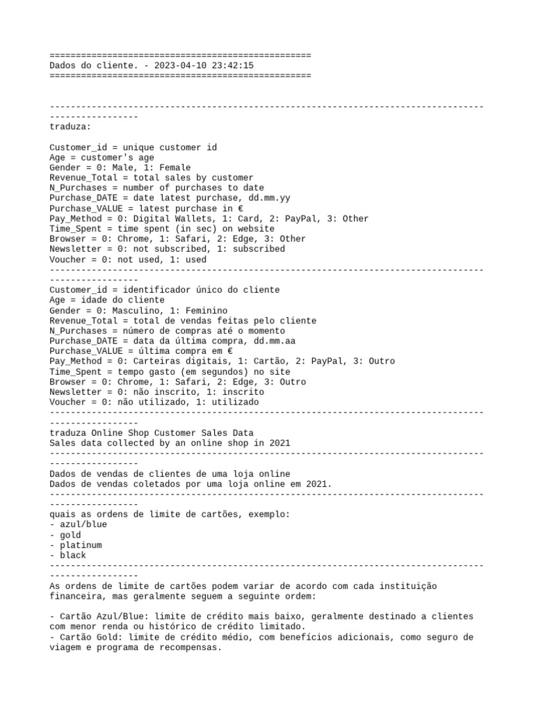 Dados Do Cliente | PDF