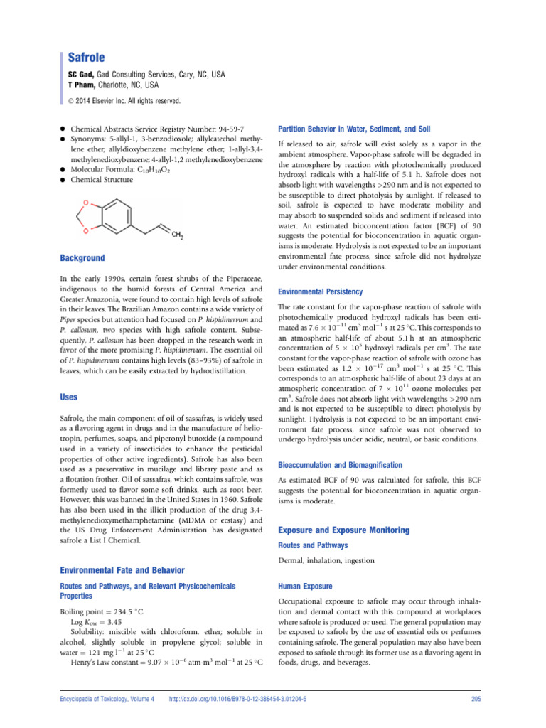 Ficha Técnica Do Safrol | PDF | Chemistry