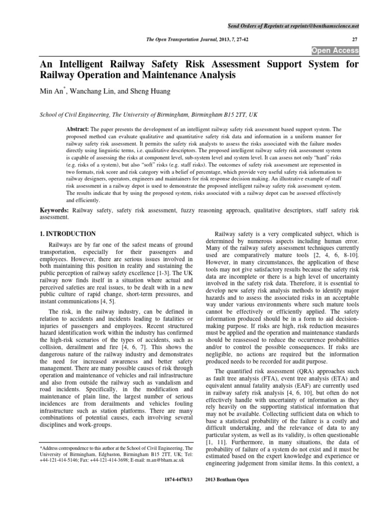 An Intelligent Railway Safety Risk Assessment Support System For ...