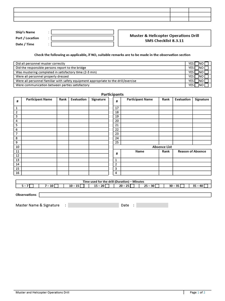 Muster and Helicopter Operations | PDF | Shipping