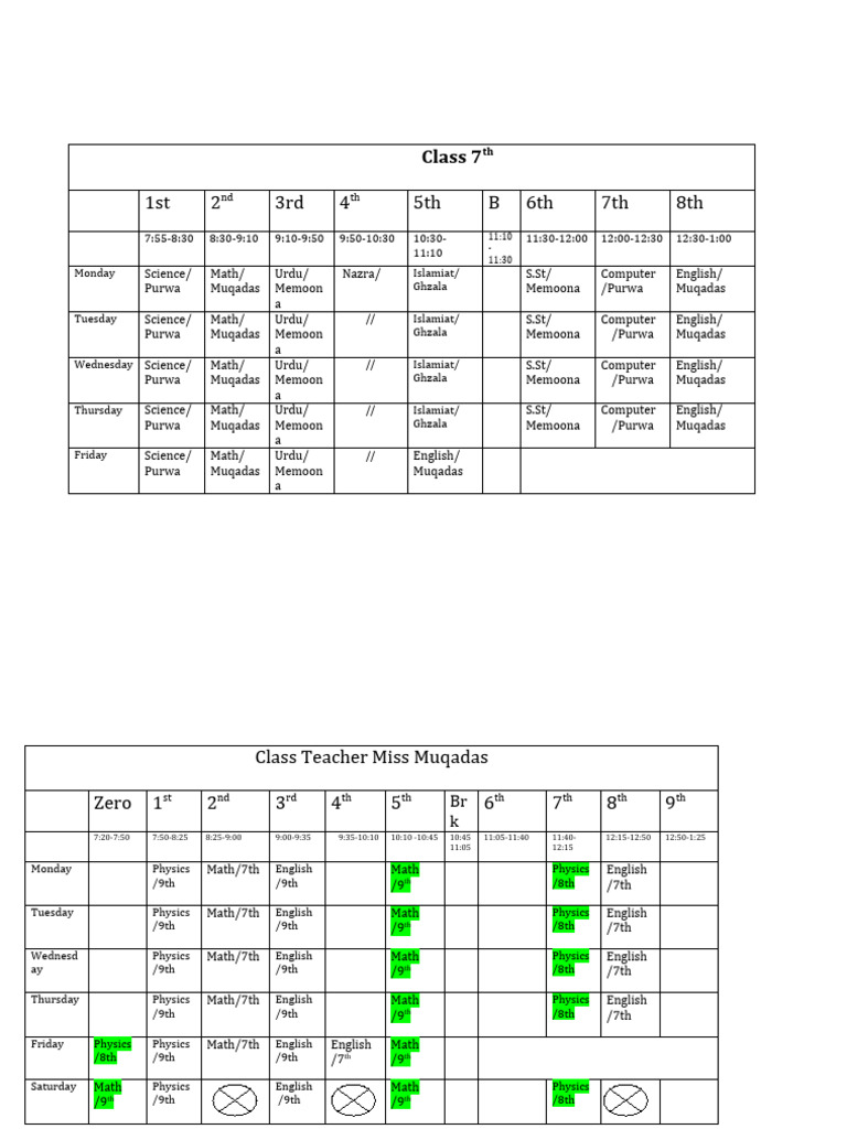 Time Table New Senior Classes. | PDF | Language Arts & Discipline