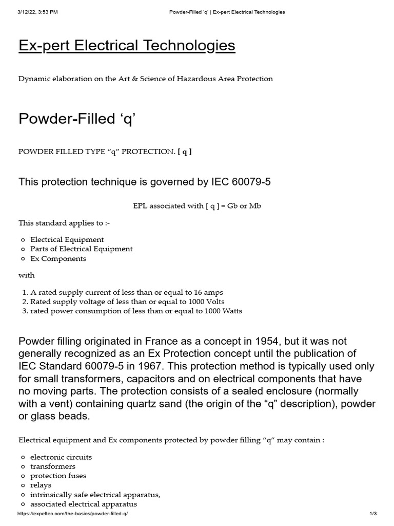 Powder-Filled Q' - Ex-Pert Electrical Technologies | PDF | Electrical ...