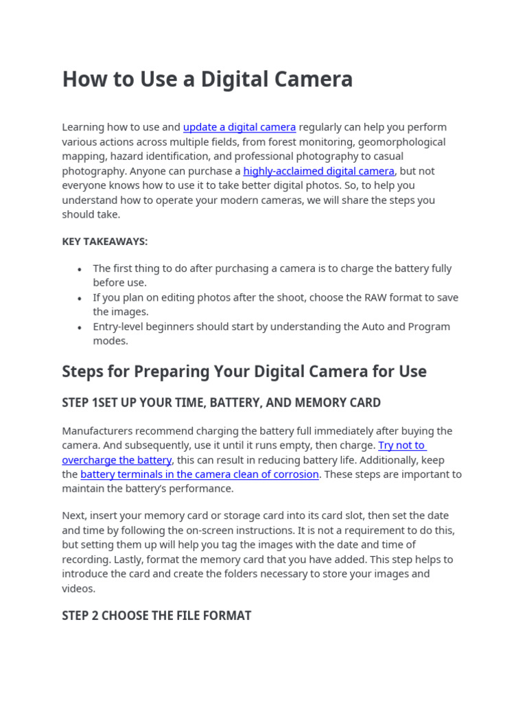 How To Use A Digital Camera | PDF | Autofocus | Camera