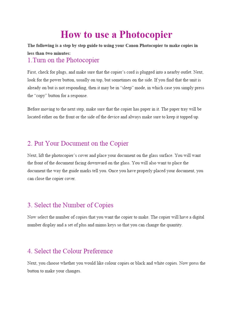How To Use A Photocopier | PDF | Computers