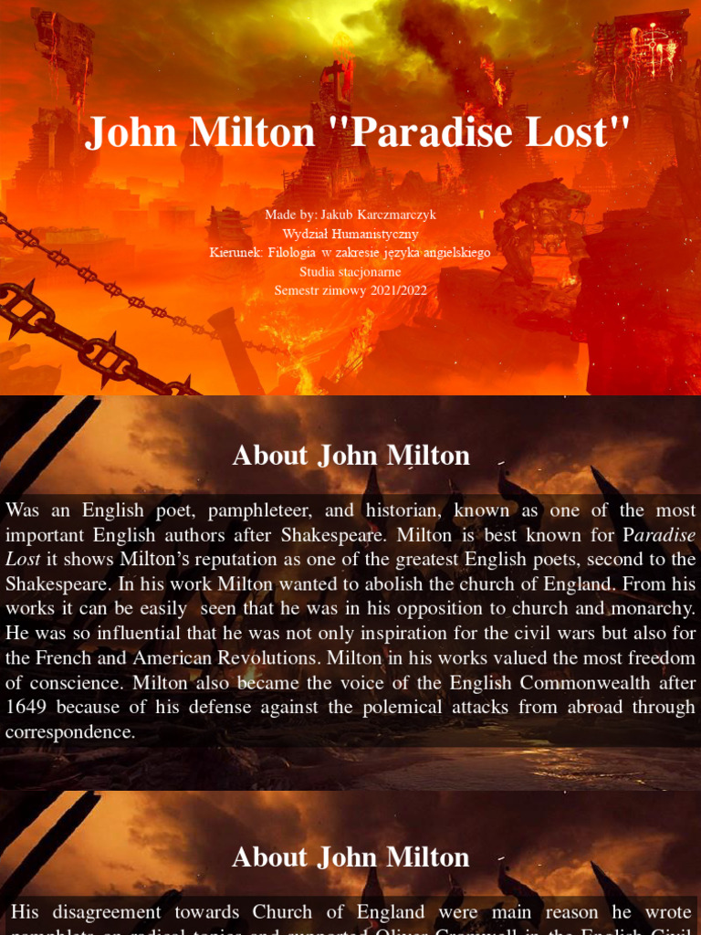 MILTON - Paradise Lost | PDF | John Milton | Paradise Lost