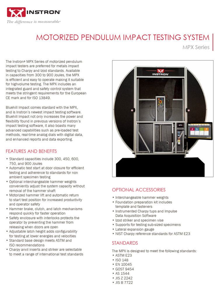 Motorized Pendulum Impact Testing System MPX Systems | PDF | Computing
