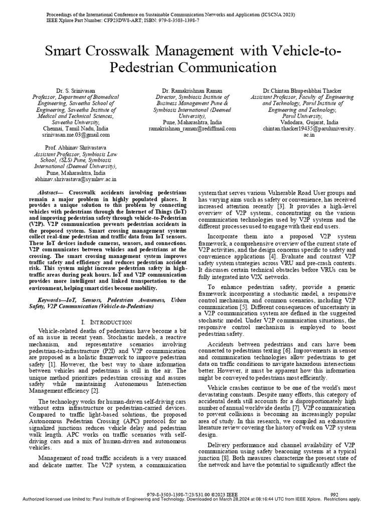 Smart Crosswalk Management With Vehicle-to-Pedestrian Communication ...