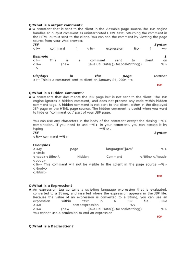 JSP Questions | PDF | Java Servlet | Java Server Pages