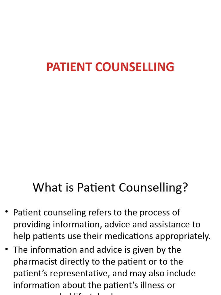 Patient Counselling | PDF | Pharmacy | Communication