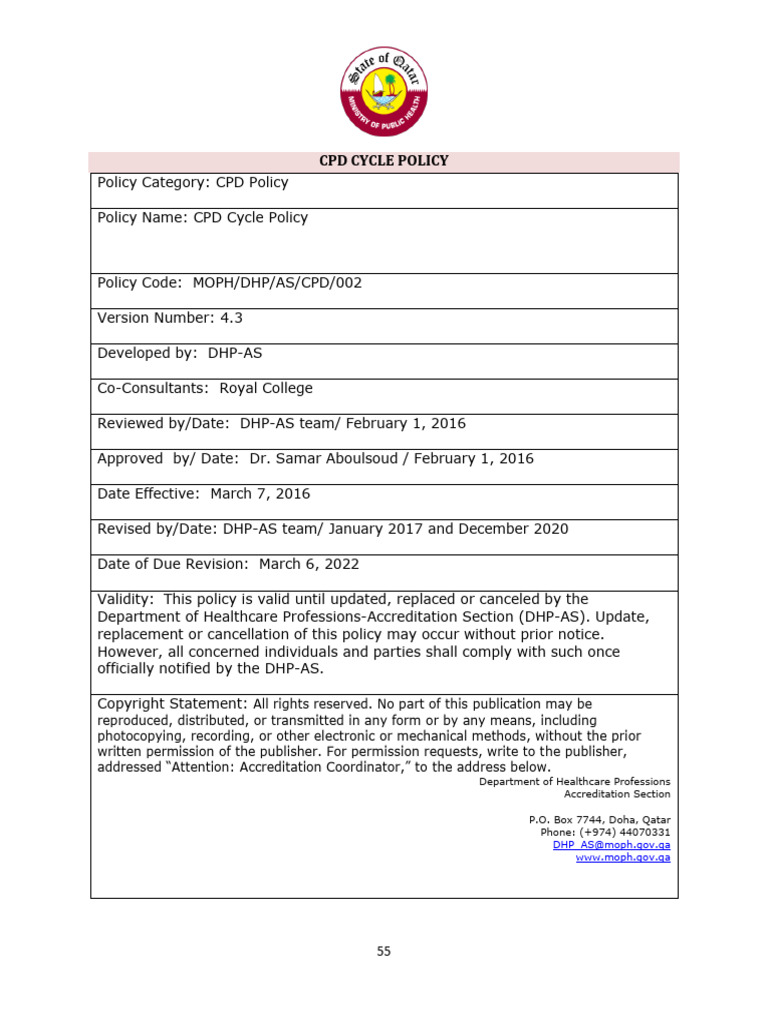 CPD Cycle Policy | PDF | Professional Development