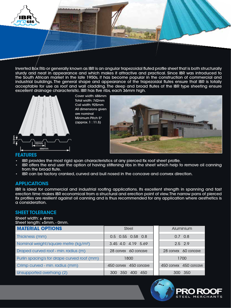 IBR Roof Sheeting Specifications Guide | PDF | Sheet Metal | Roof
