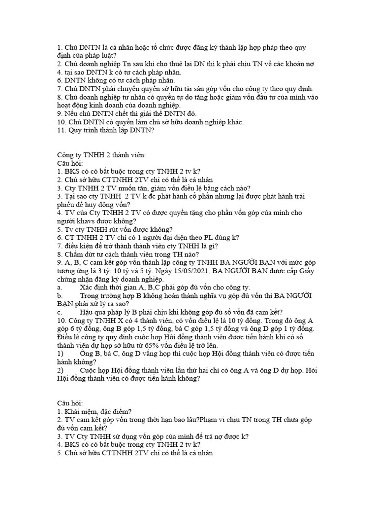 Cauhoiontap LKT | PDF