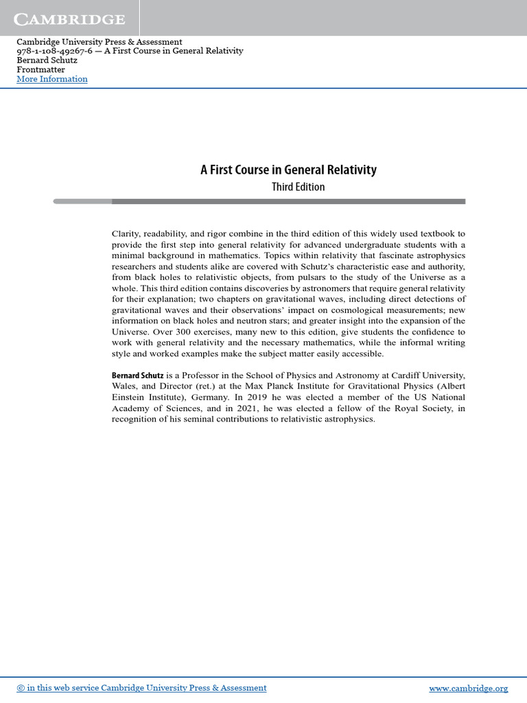 Frontmatter | PDF | General Relativity | Gravitational Wave