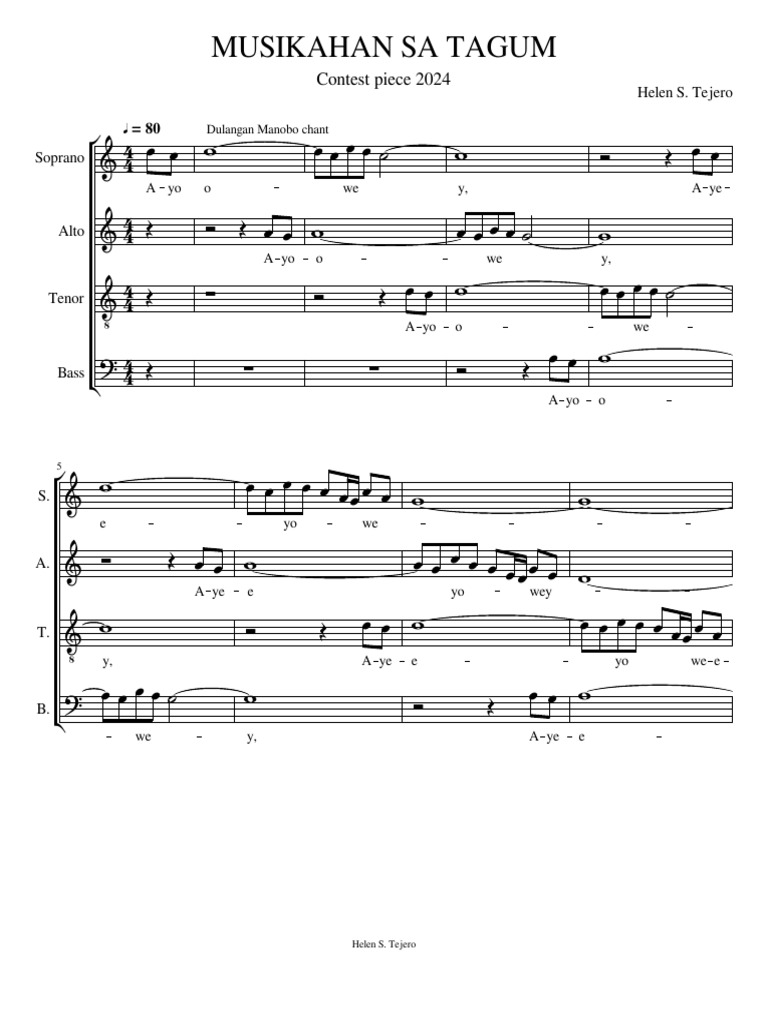 Folk Song Contest Piece Musikahan Sa Tagum 2024 | PDF Folk Song Contest Piece Musikahan Sa Tagum 2024 | PDF