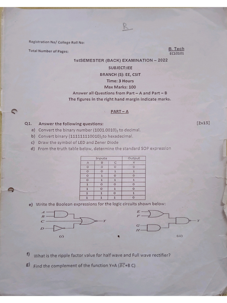 IEE Pyq 1st Sem | PDF